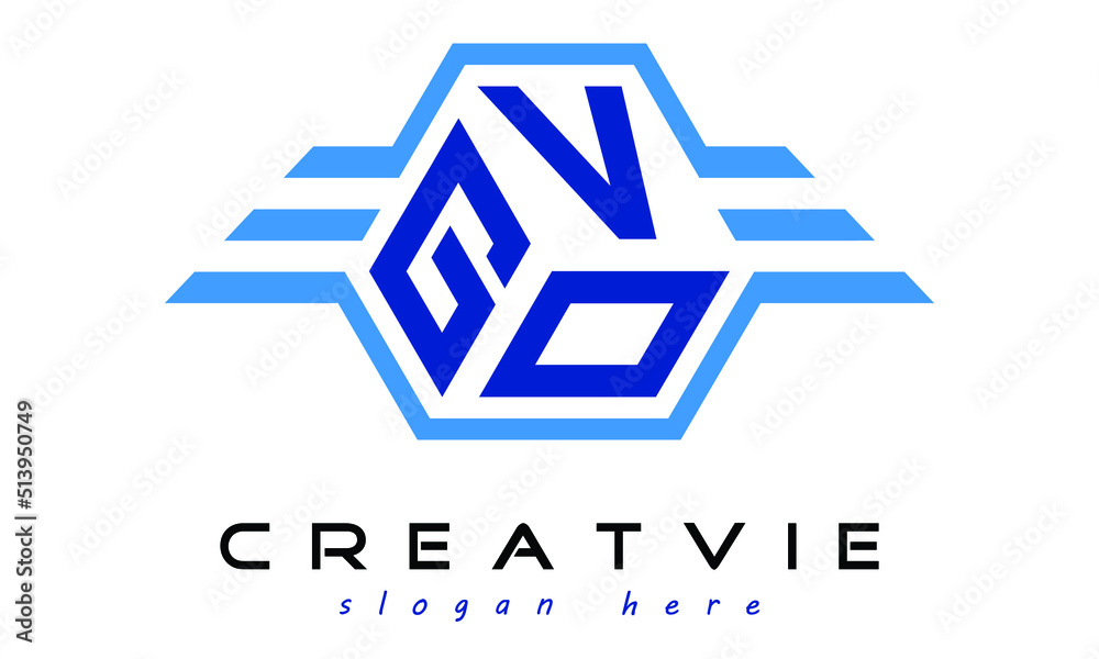 GVO three letter geometrical wings logo design vector template ...