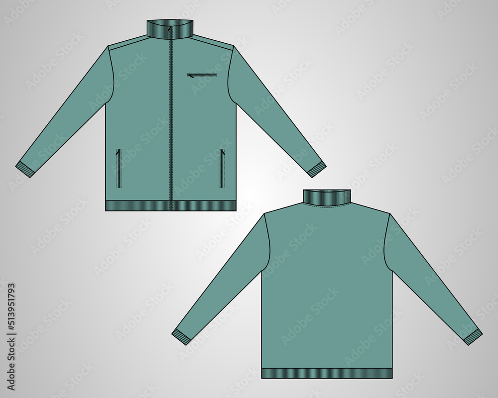 Long sleeve jacket technical fashion flat sketch vector illustration ...