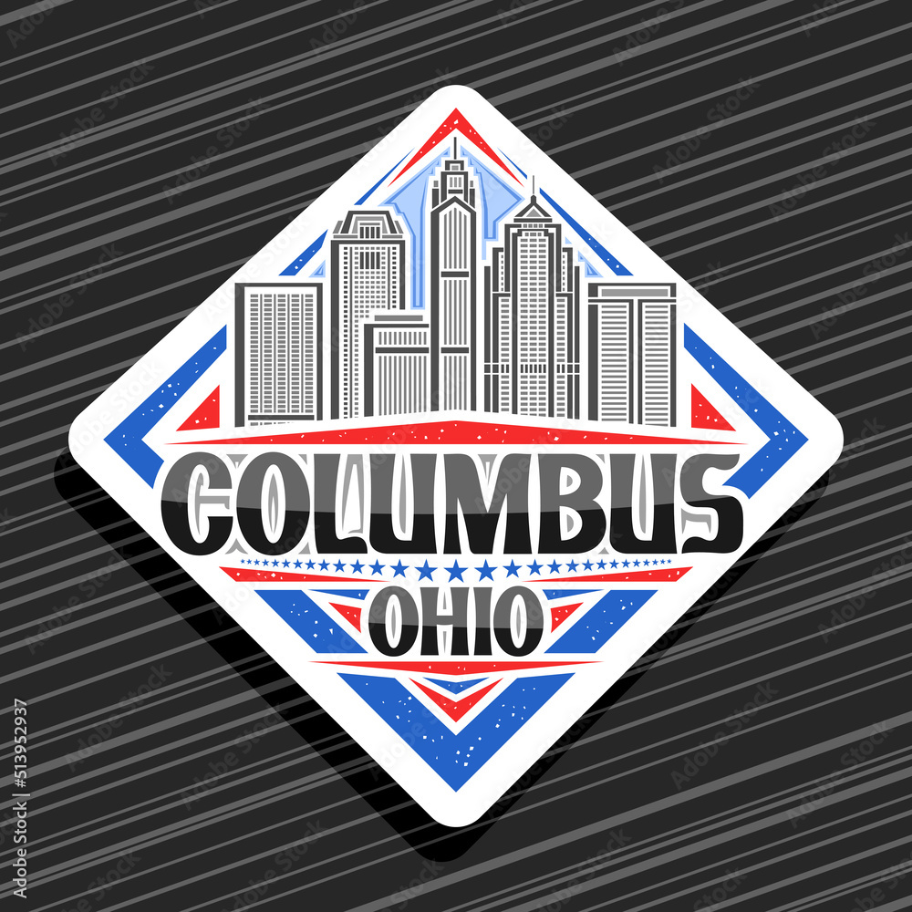 Vector logo for Columbus, white rhombus road sign with line ...