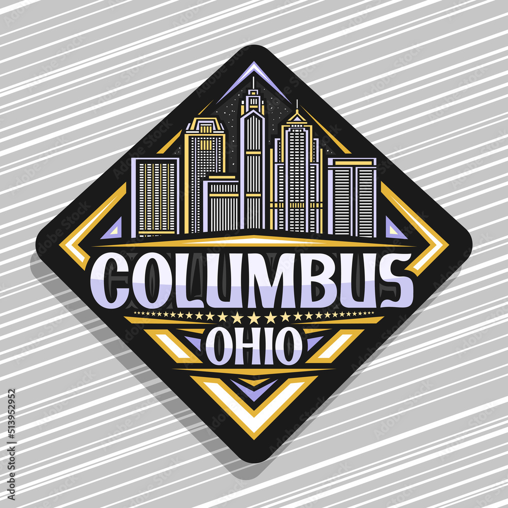 Vector logo for Columbus, black rhombus road sign with simple line ...