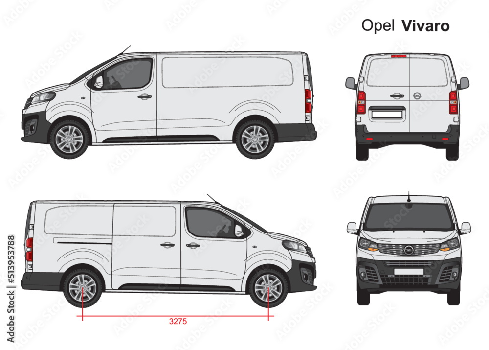 Cargo van Opel Vivaro vector template Stock Vector | Adobe Stock