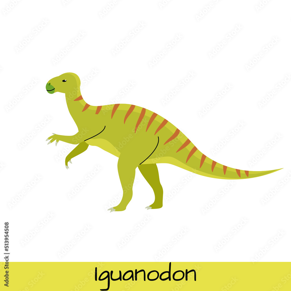 Iguanodon dinosaur vector illustration isolated on white background ...