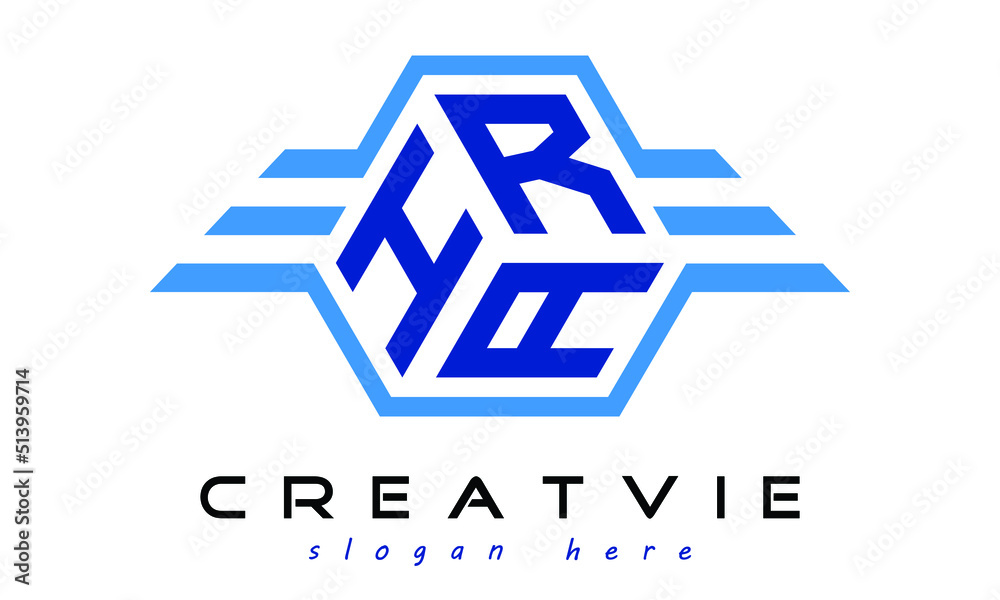 HRA three letter geometrical wings logo design vector template ...
