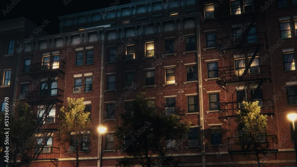 Establishing Shot: VFX Animated Brick Multi-Storey Apartment Building ...