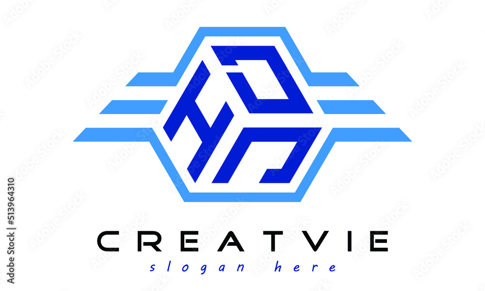 HDJ three letter geometrical wings logo design vector template ...