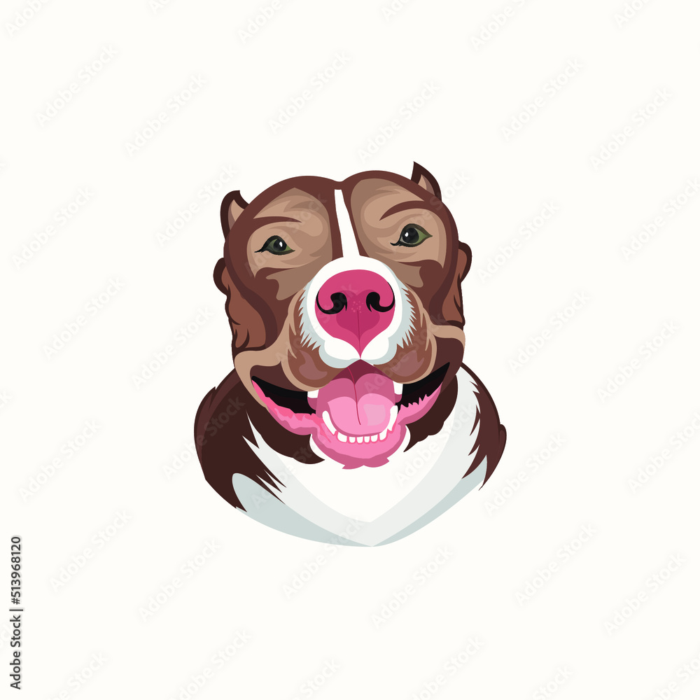 American Pit Bull dog Terrier dog face vector illustrator Stock Vector ...