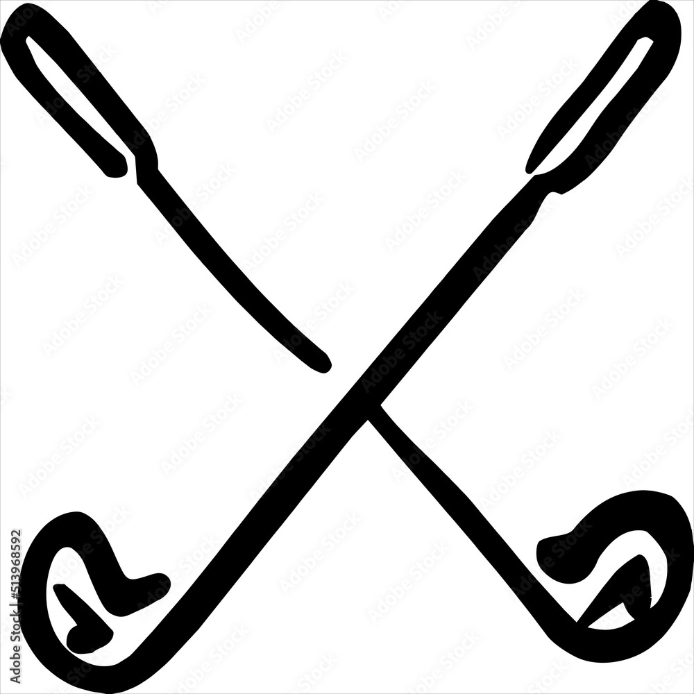 Vector, Image of golf bat icon, black and white color, with transparent ...