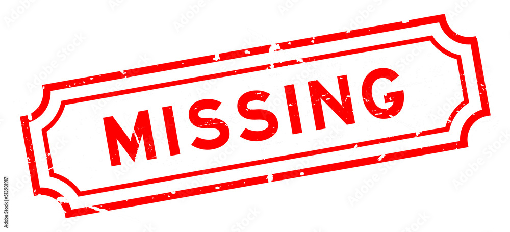 Grunge red missing word rubber seal stamp on white background Stock ...