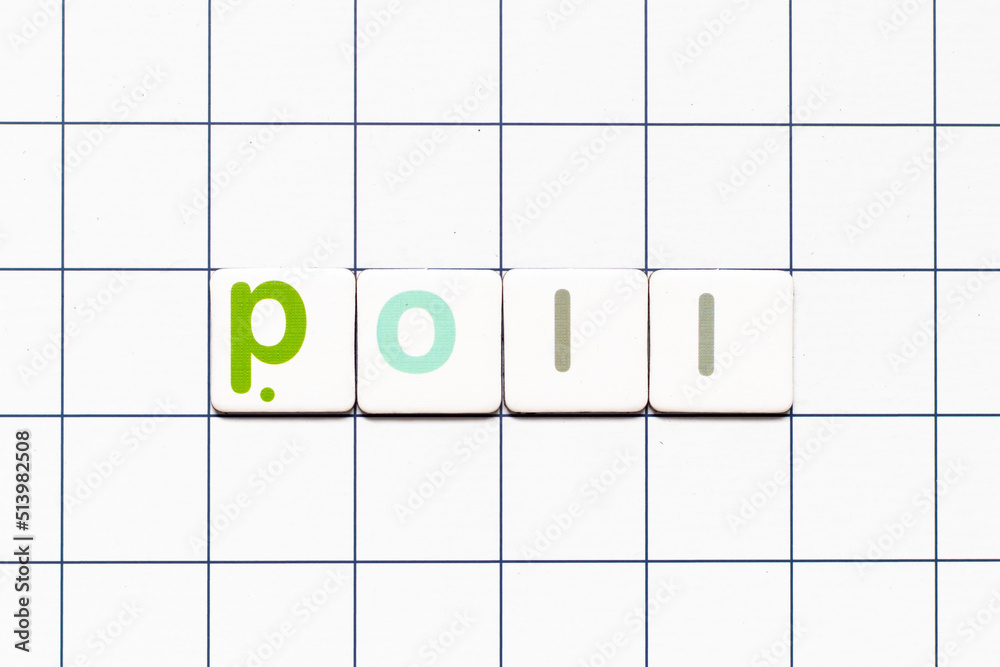 Colorful tile letter in word poll on white grid background Stock Photo ...