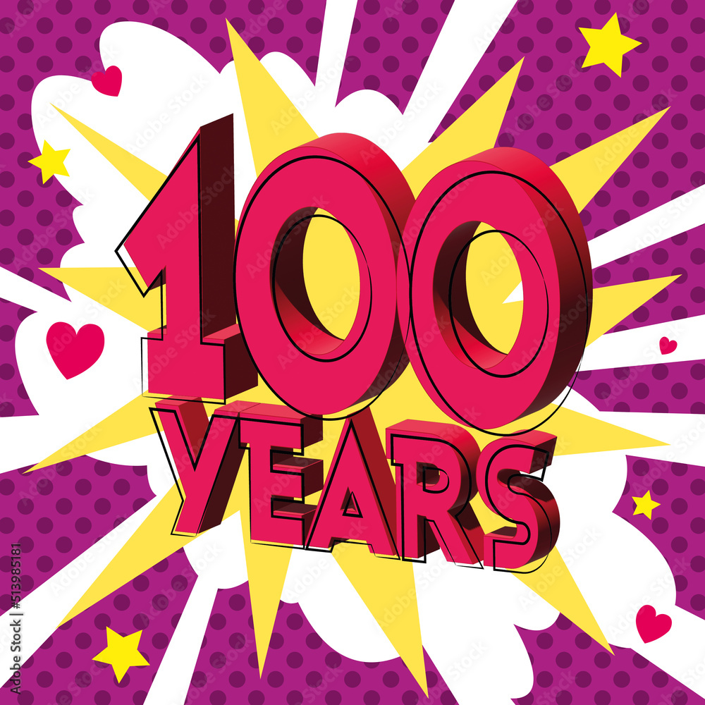 100 ans Carte Anniversaire BirthDay popart Rose Stock Vector | Adobe Stock