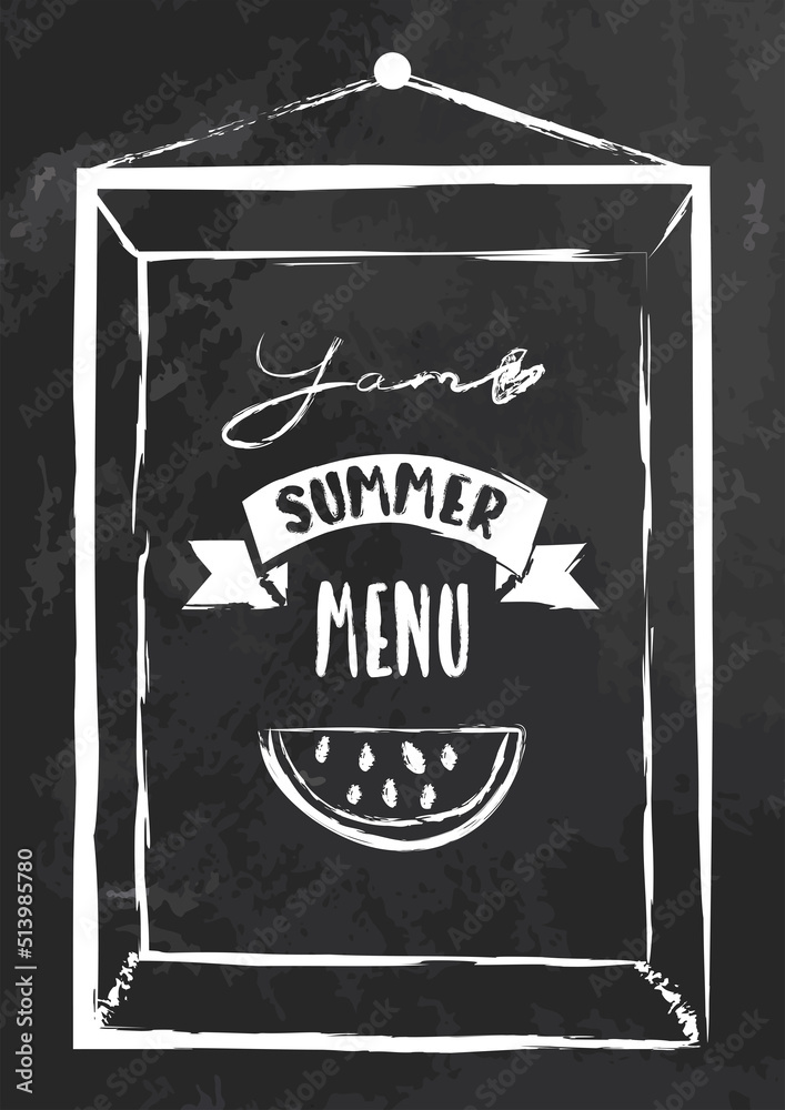 Vector illustration of cafe menu, chalk drawing elements isolated on ...