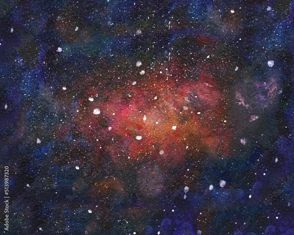 Bright space background illustration. Dark starry sky. Fantasy art ...