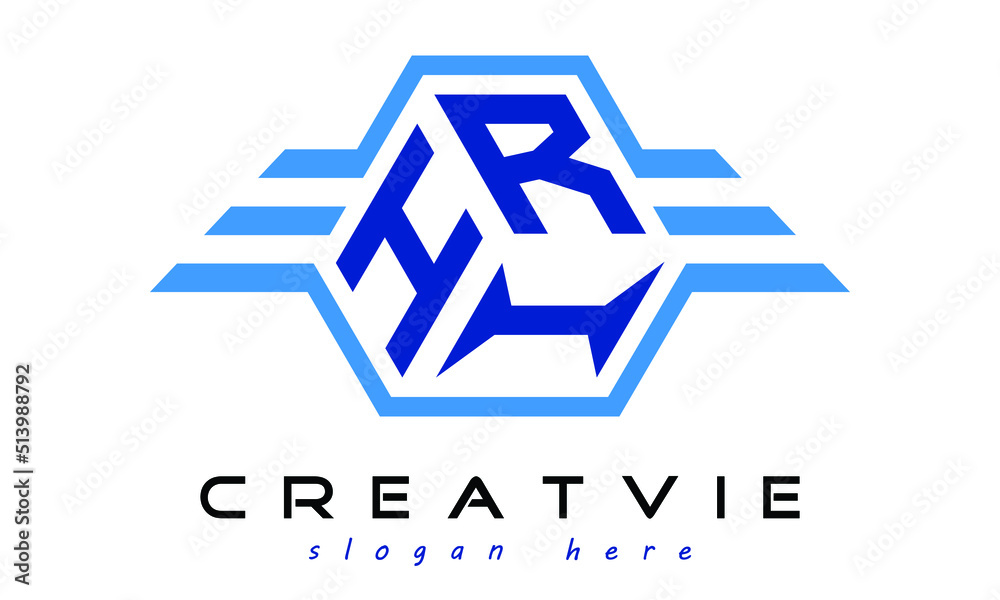 HRI three letter geometrical wings logo design vector template ...