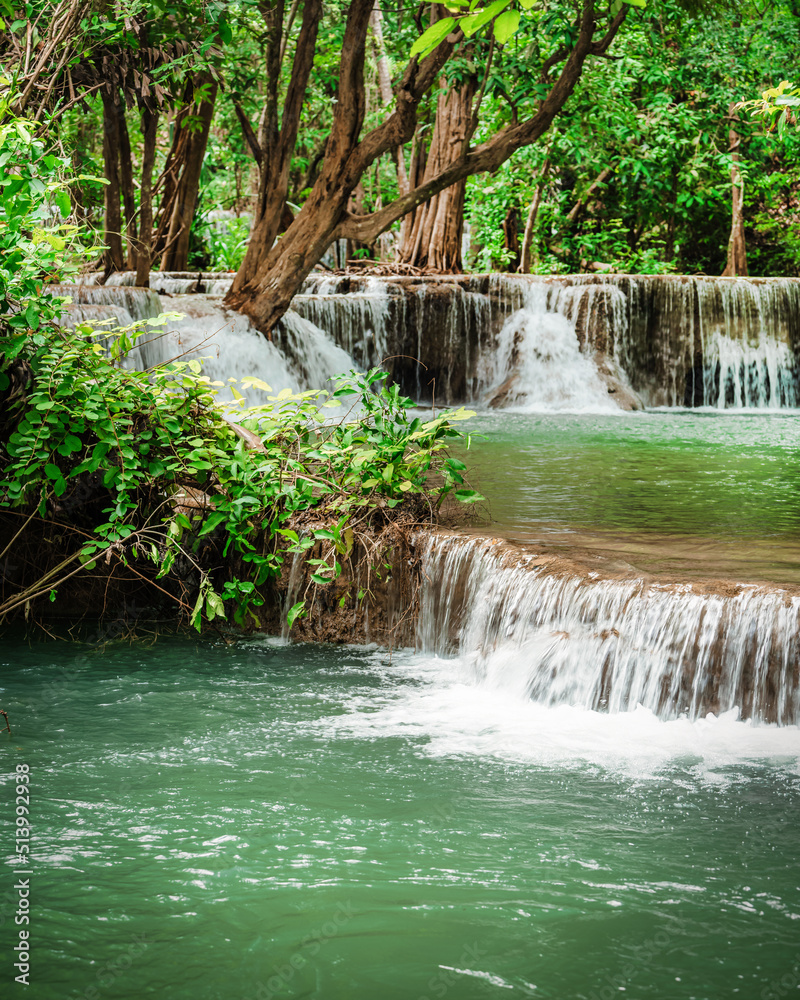 beautiful emerald waterfalls green forest mountains guiding for ...