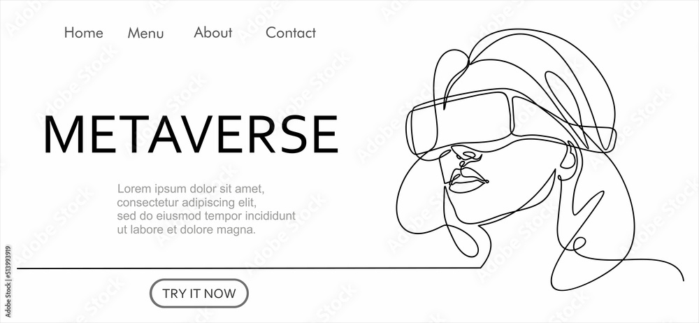 Metaverse digital cyber world technology, woman with virtual reality VR ...