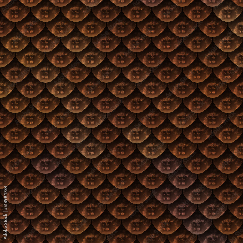 Seamless Fantasy Armour Texture. 3D illustration. Metallic pattern ...