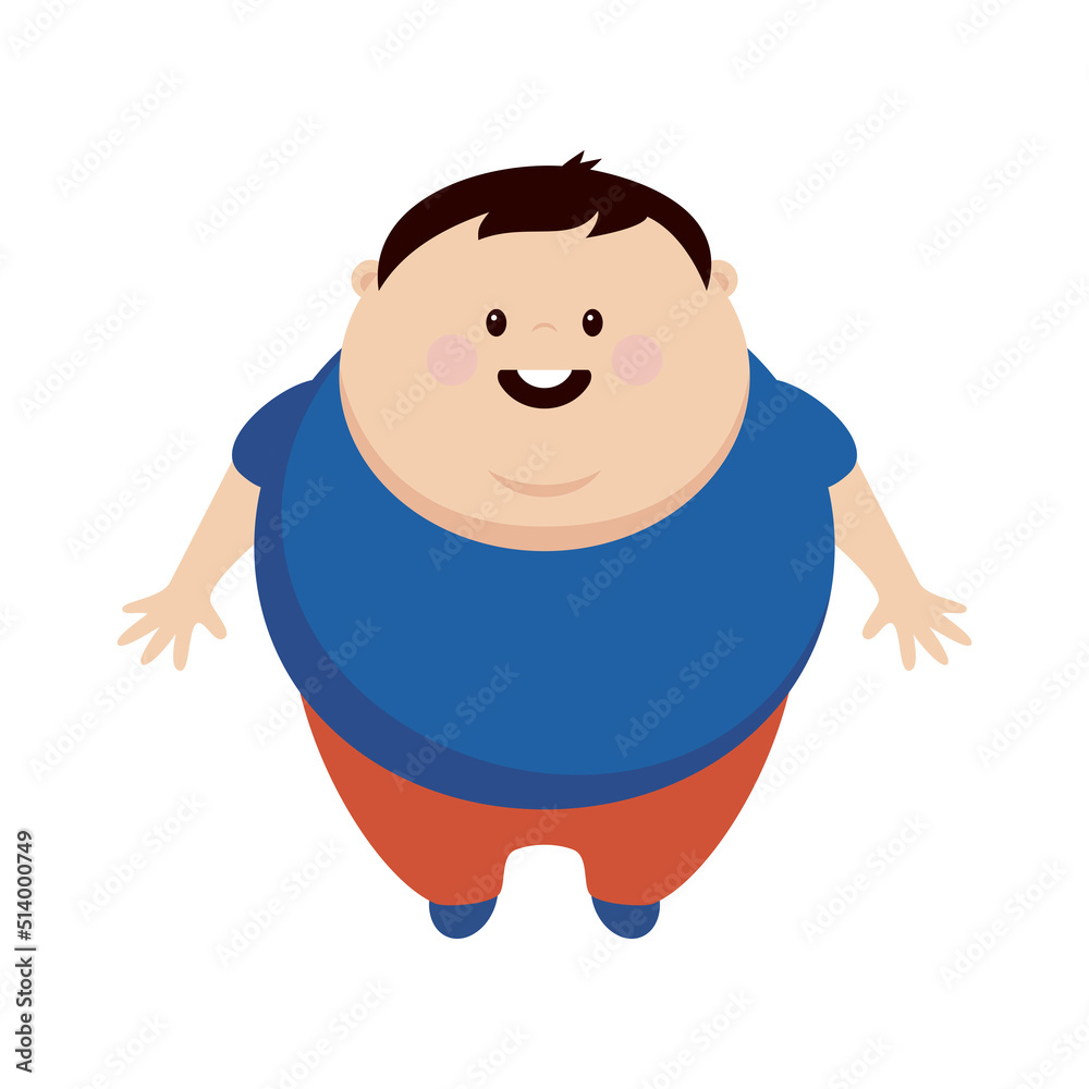 Smiling fat boy icon vector. Funny overweight man cartoon character ...