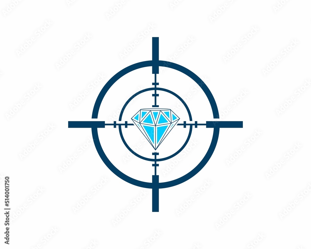 diamond gems in the sniper target vector logo Stock Vector | Adobe Stock