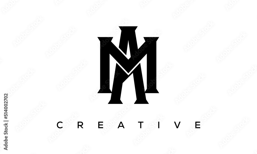 Initial letters MA, AM monogram logo design with creative style ...