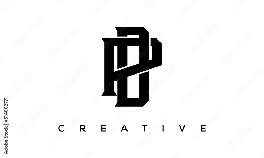 Initial letters PD, DP monogram logo design with creative style ...