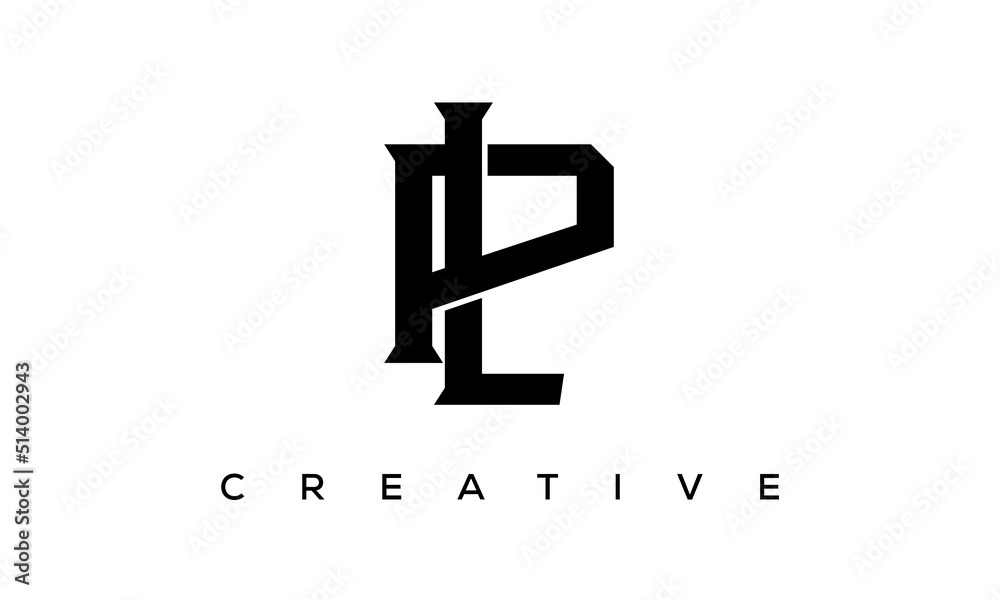 Initial letters PL, LP monogram logo design with creative style ...