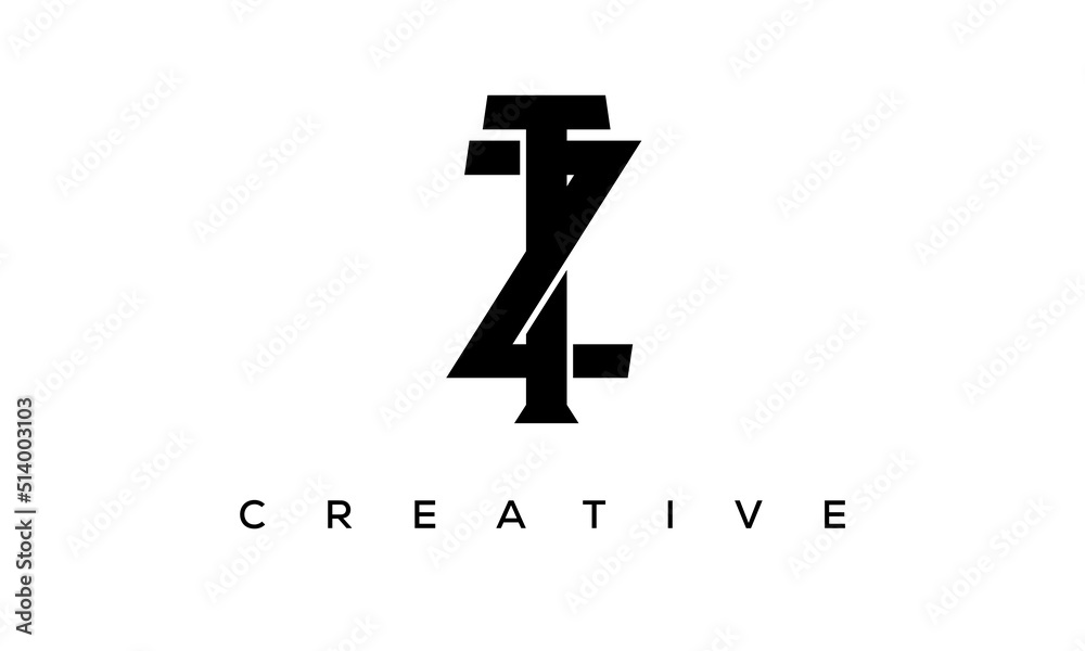 Initial letters ZT, TZ monogram logo design with creative style ...