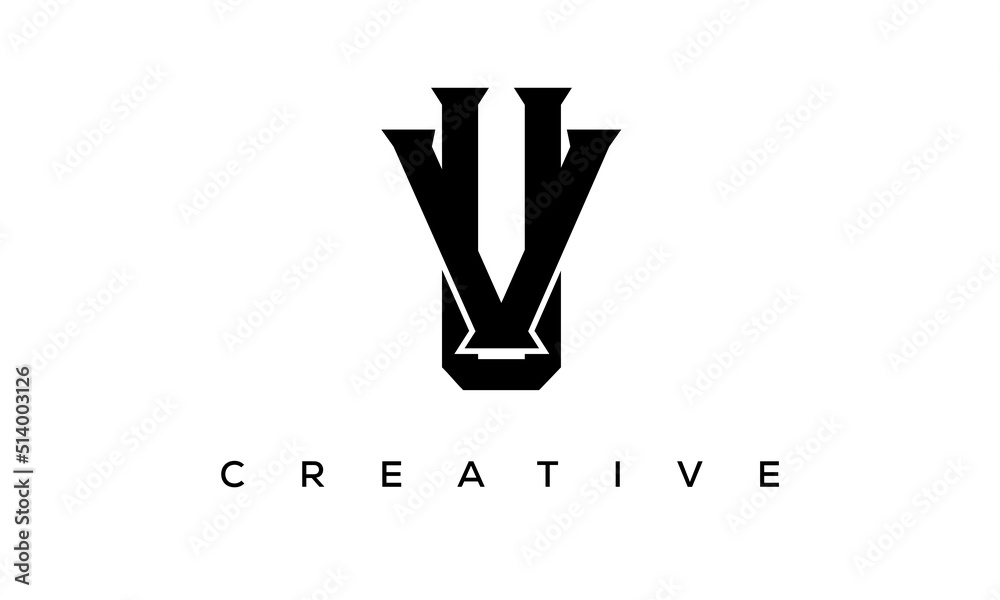 Initial letters VU, UV monogram logo design with creative style ...