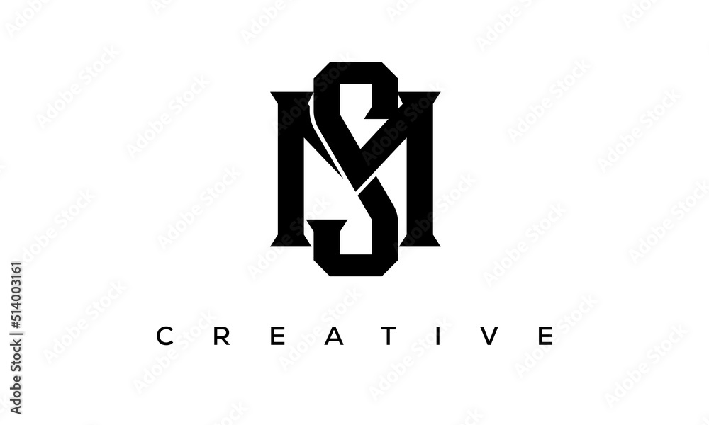 Initial letters MS, SM monogram logo design with creative style ...