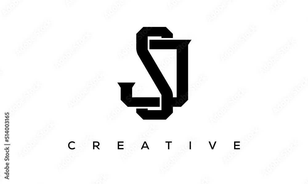 Vetor de Initial letters JS, SJ monogram logo design with creative ...