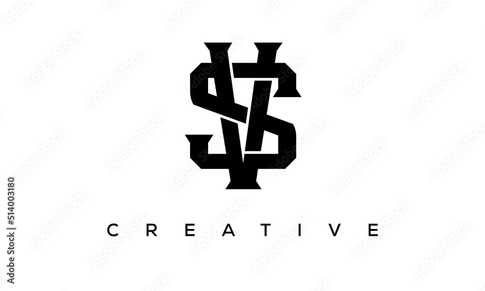 Initial letters SV, VS monogram logo design with creative style ...