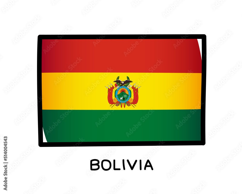 Flag of Bolivia. Colorful logo of the Bolivian flag. Red, yellow and ...