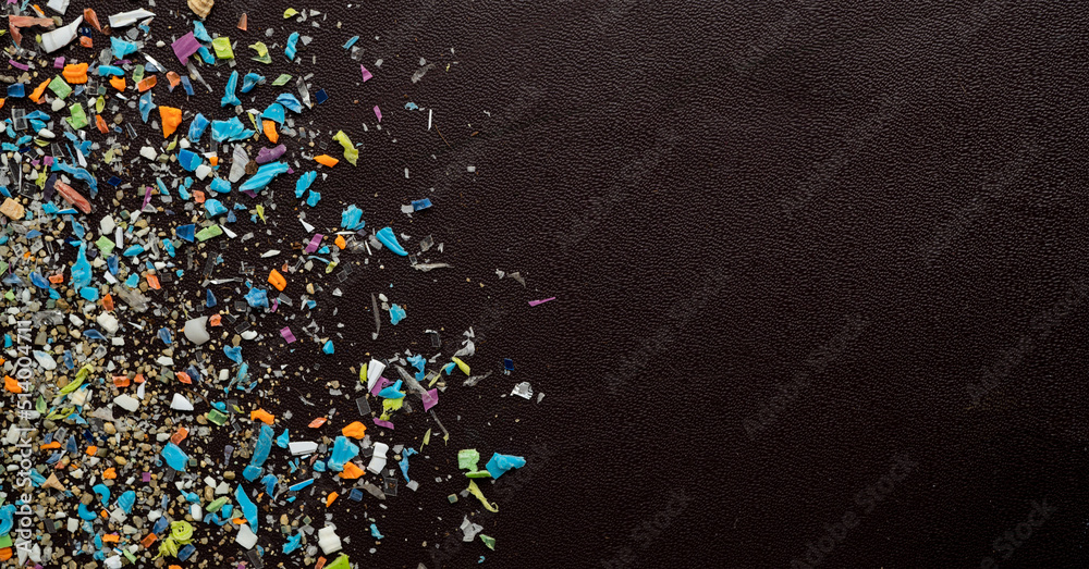 Close-up on micro plastic particles. The concept for water pollution ...