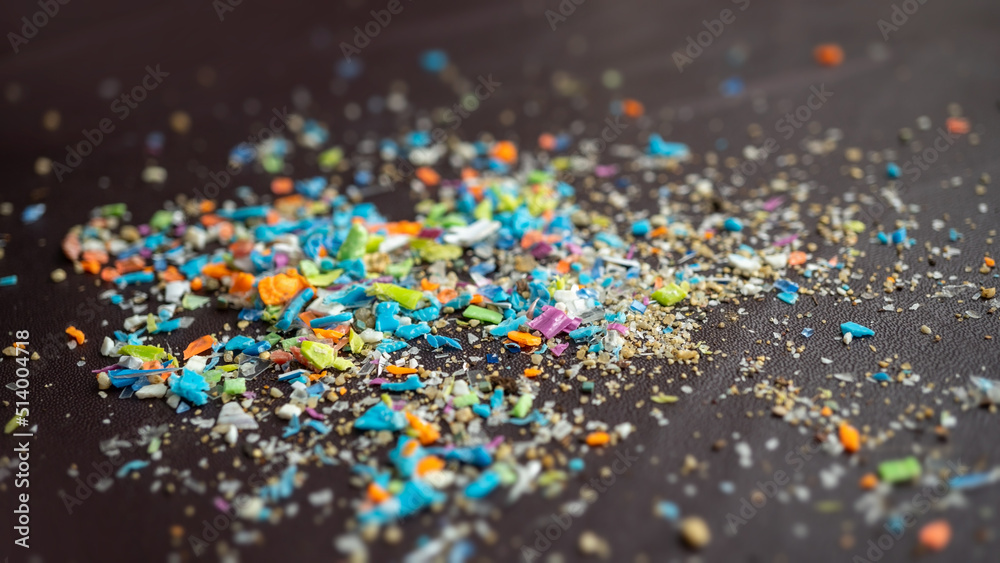 Close-up on micro plastic particles. The concept for water pollution ...