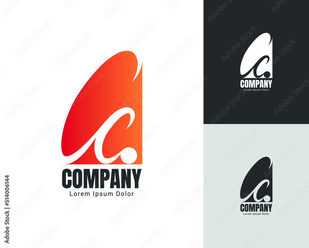 illustration of a set of icons for design. C script font logo. C ...