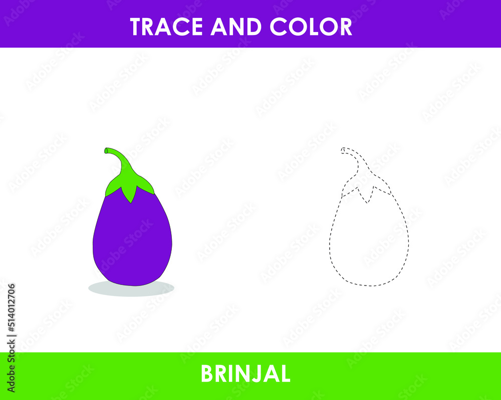 Hand drew brinjal outline illustration trace and color Stock Vector ...