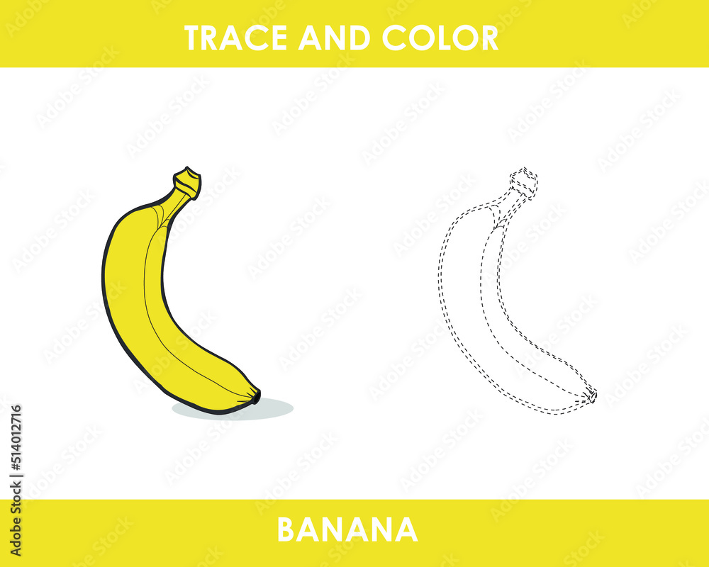Hand drew banana outline illustration trace and color Stock Vector ...