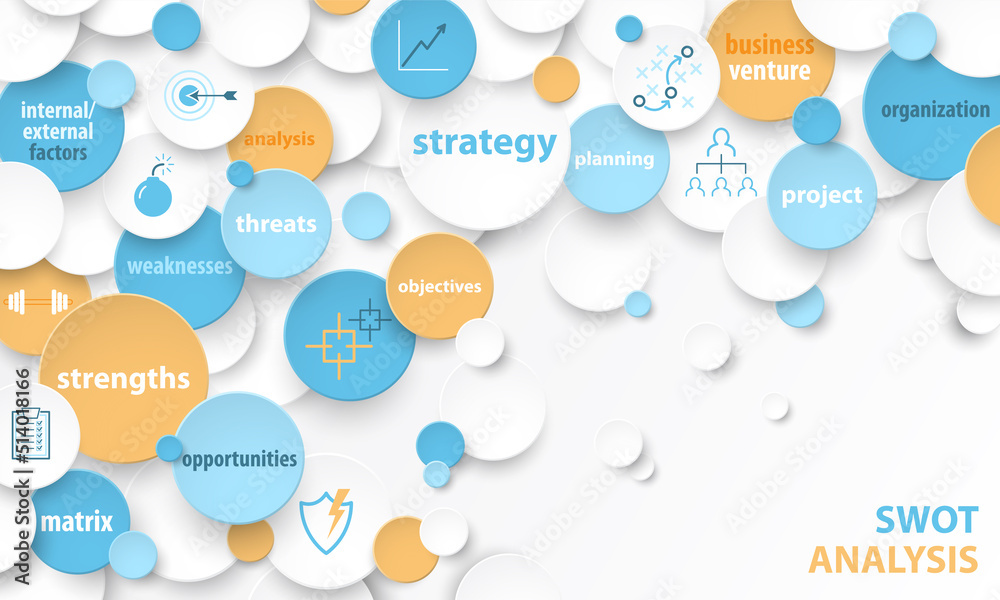 SWOT ANALYSIS colorful vector business concept on white background ...