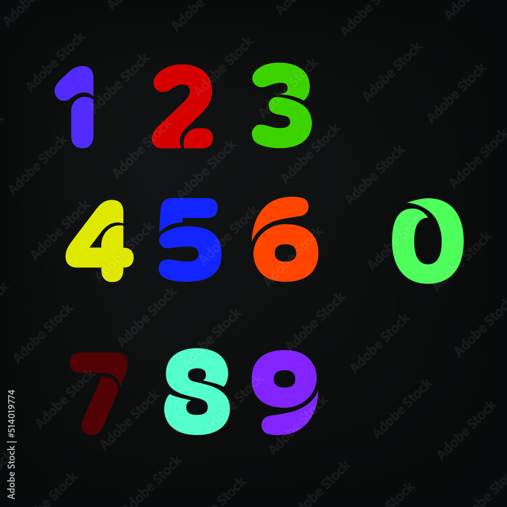 vector colored number drawings examples of my designs Stock Vector ...