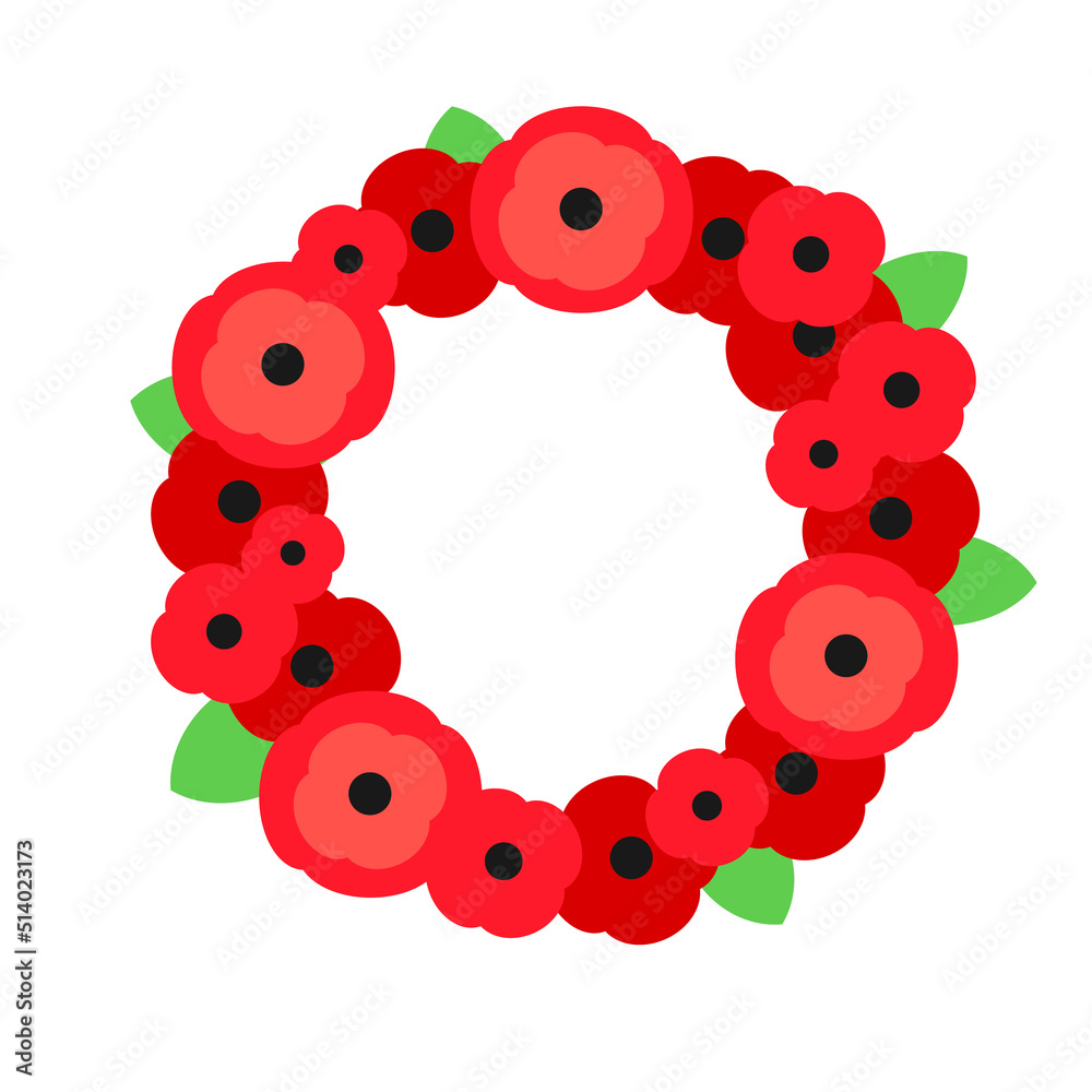 Poppy wreath icon. Clipart image isolated on white background Stock ...
