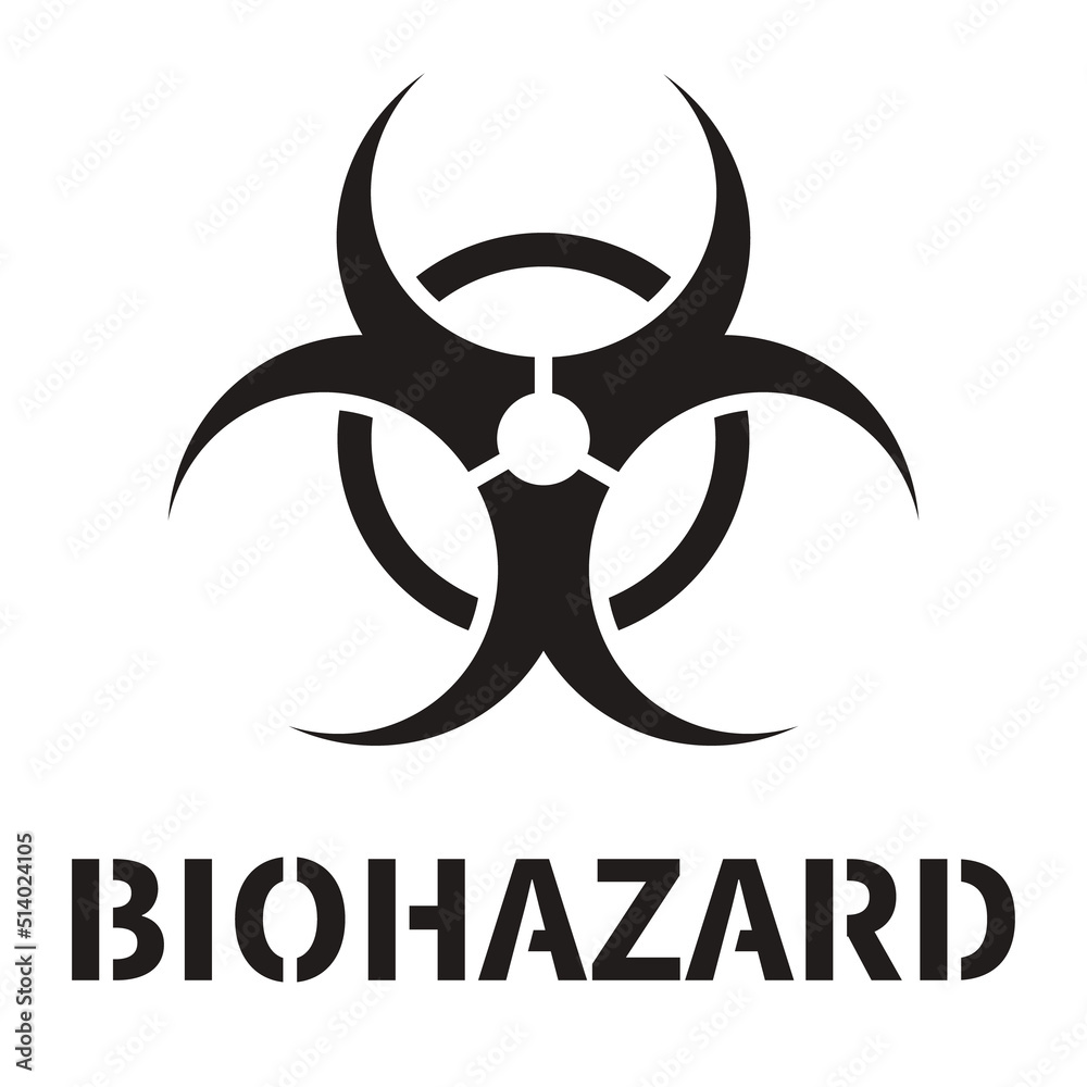 Biohazard symbol stencil template. Clipart image isolated on white ...