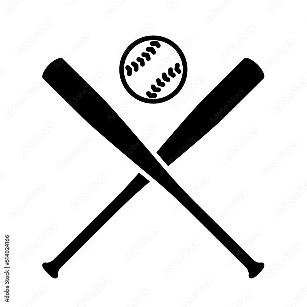 Crossed baseball bats and ball icon. Clipart image isolated on white ...