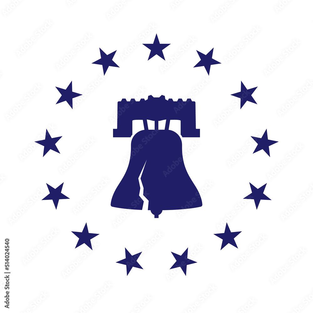 Liberty bell with stars symbol. Clipart image isolated on white ...