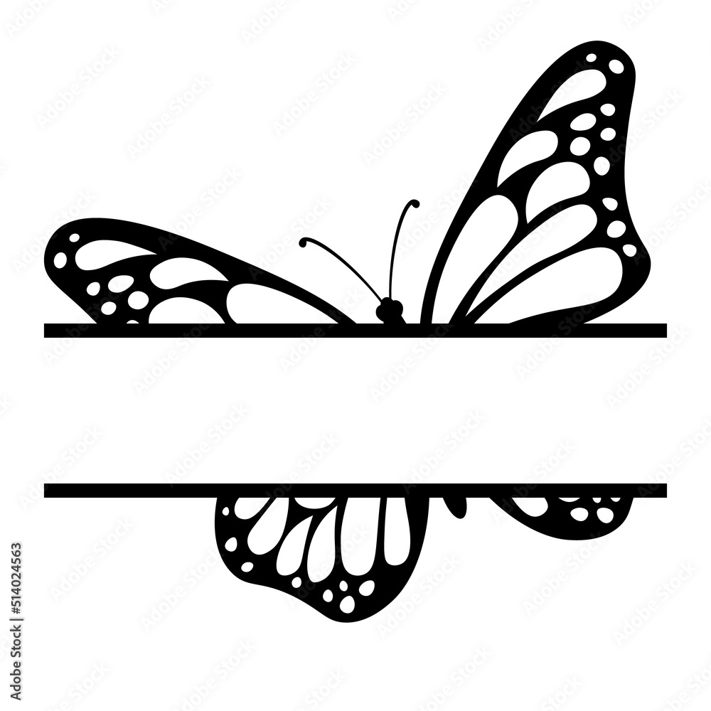Vetor de Butterfly split monogram frame. Clipart image do Stock | Adobe ...