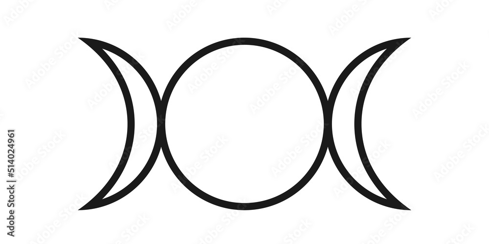 Triple moon goddess symbol icon. Clipart image isolated on white ...