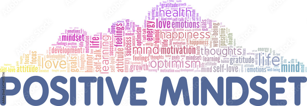 Positive Mindset word cloud conceptual design isolated on white ...