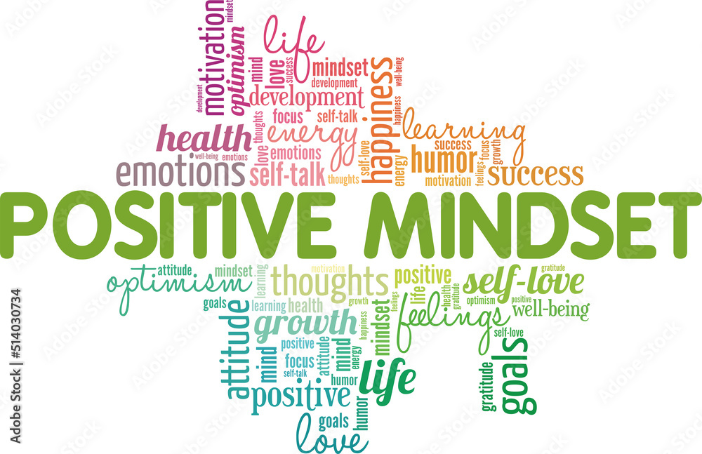 Positive Mindset word cloud conceptual design isolated on white ...