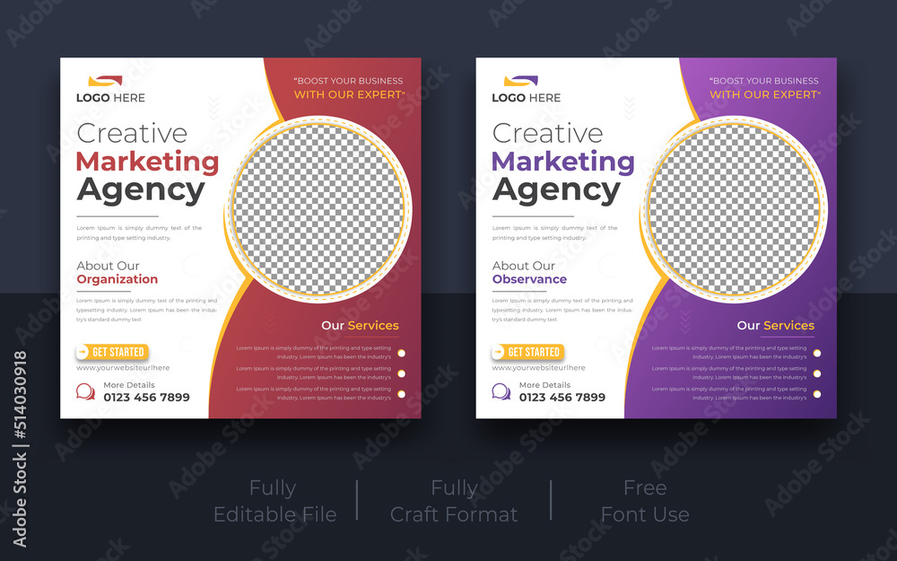 Corporate business editable digital marketing for social media post ...