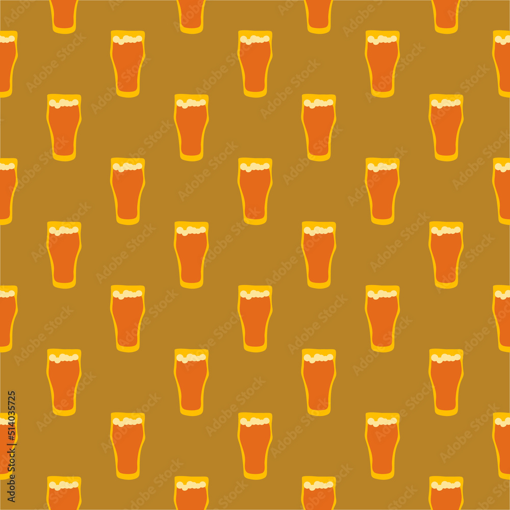 Beer glass seamless pattern, great design for any purposes. Doodle ...