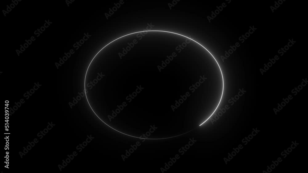 White neon glow circle. Neon line frame or border overlay light effect ...