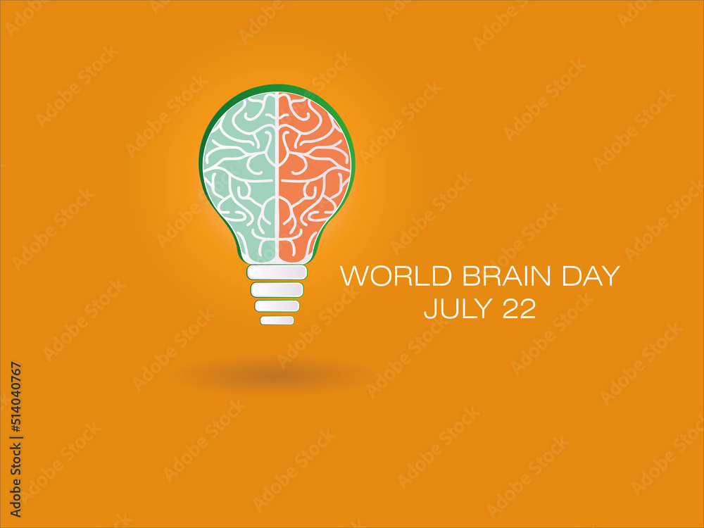 World brain day, vector illustration, brain inside a light bulb with ...